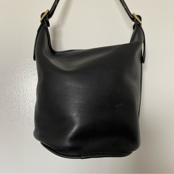 Coach | Bags | Vintage Coach Duffle Feed Sac No 985 Black Leather ...